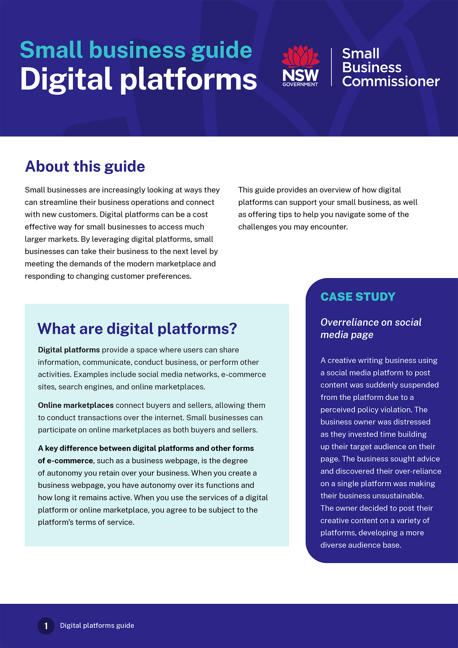 Digital Platforms Hub | NSW Small Business Commissioner